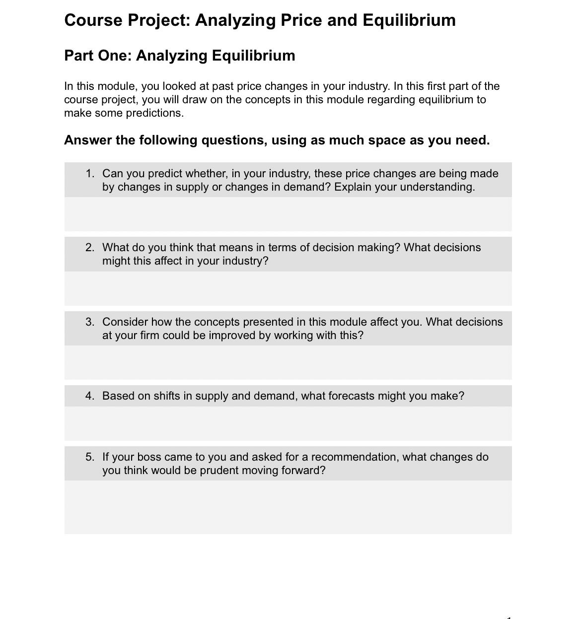 Solved Course Project: Analyzing Price and EquilibriumPart | Chegg.com
