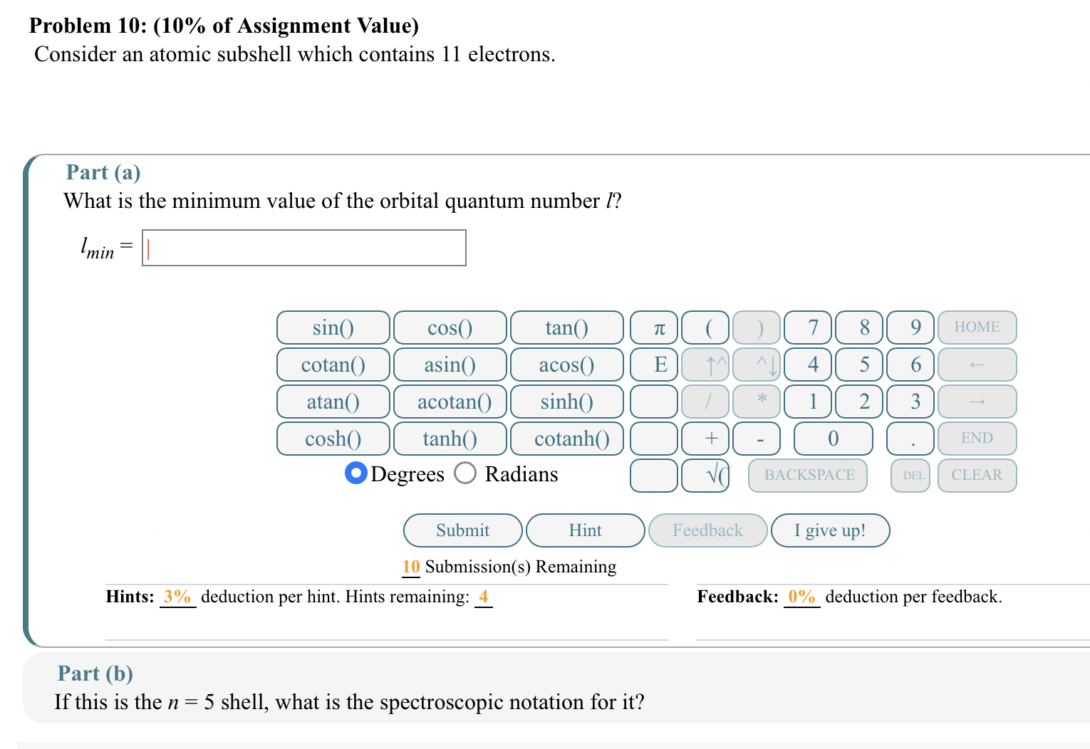 Solved by an EXPERT Problem 10: (10% ﻿of Assignment Value)Consider an | Chegg.com