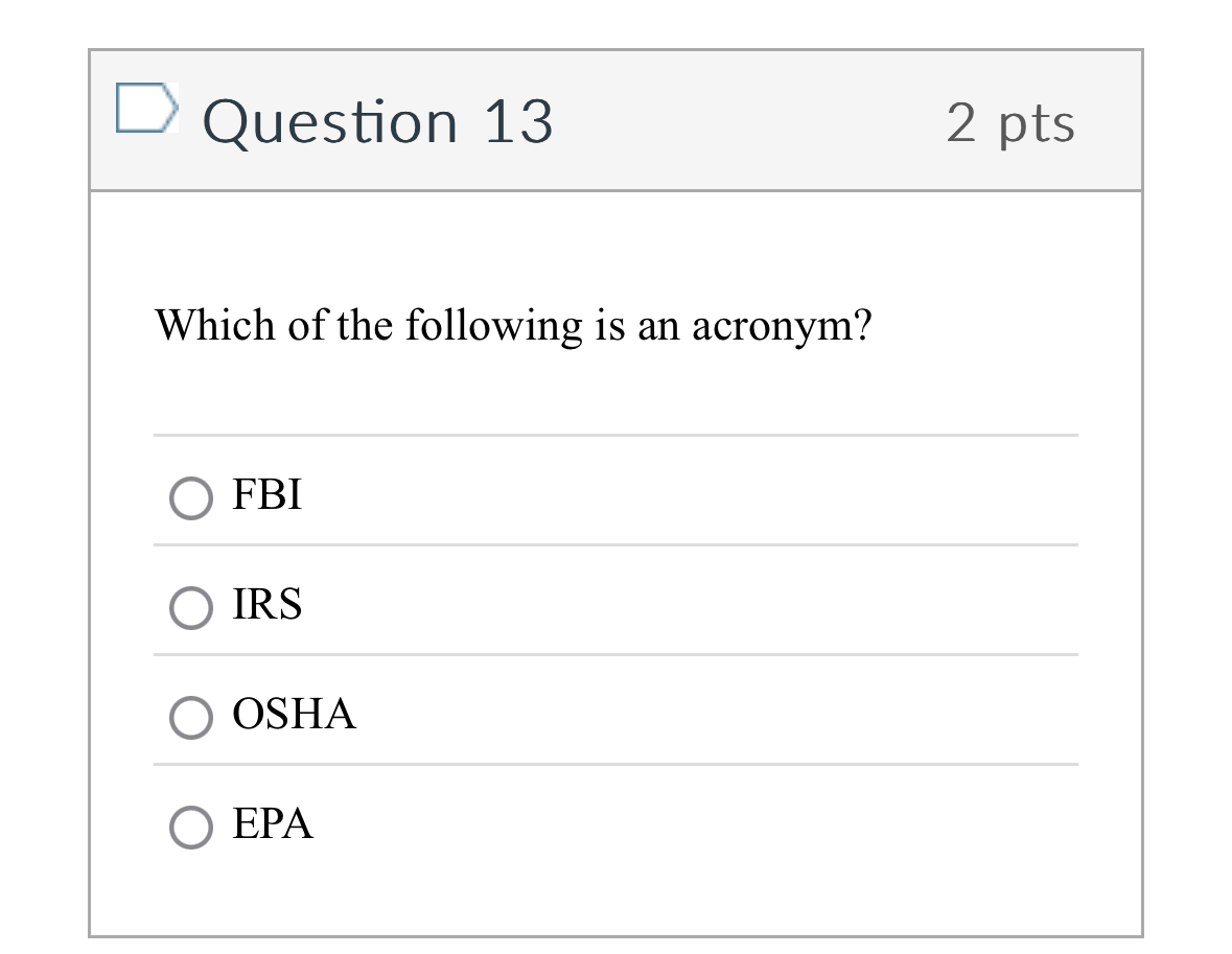Solved Question 132 ptsWhich of the following is an | Chegg.com Solved Question 132 ptsWhich of the following is an | Chegg.com