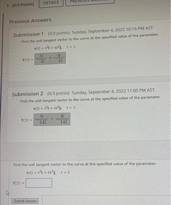 Solved Submission 1 (0/3 points) Sunday, September 4,2022 | Chegg.com