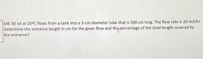 Solved SAE 30 oil at 20∘C flows from a tank into a 3 | Chegg.com