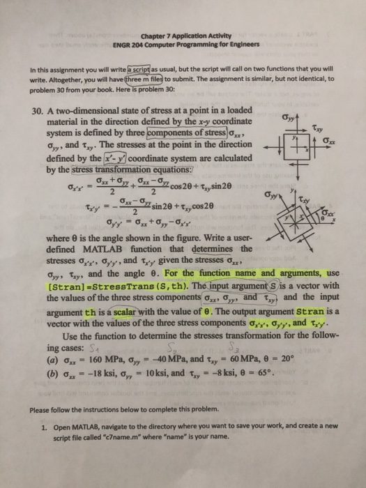 Solved Chapter 7 Application Activity ENGR 204 Computer | Chegg.com