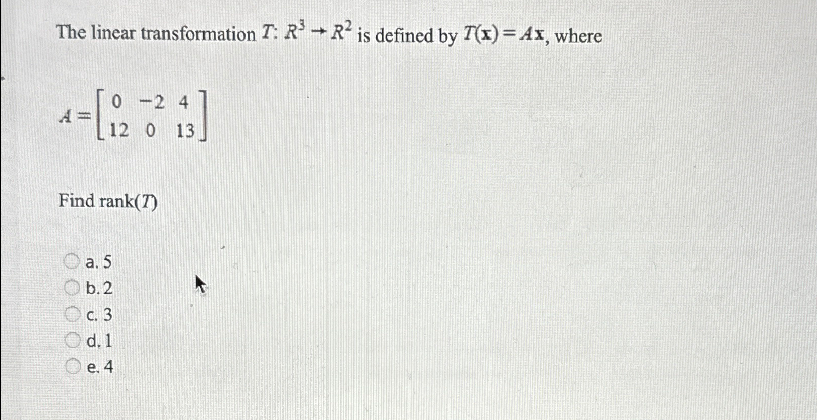 Solved The linear transformation T:R3→R2 ﻿is defined by | Chegg.com