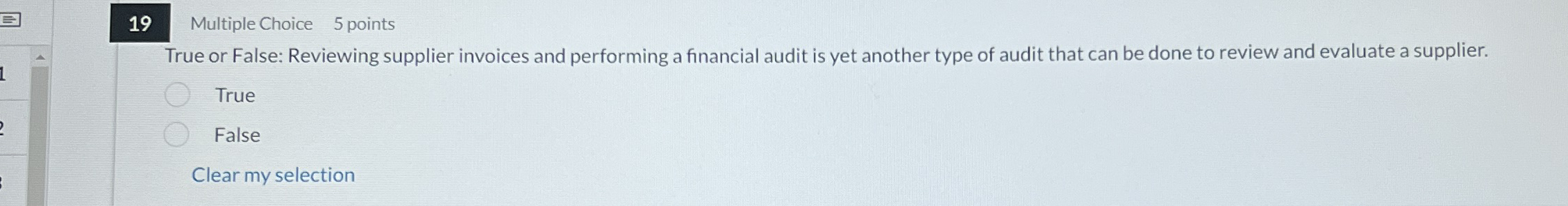 19 ﻿Multiple Choice 5 ﻿pointsTrue or False: Reviewing | Chegg.com
