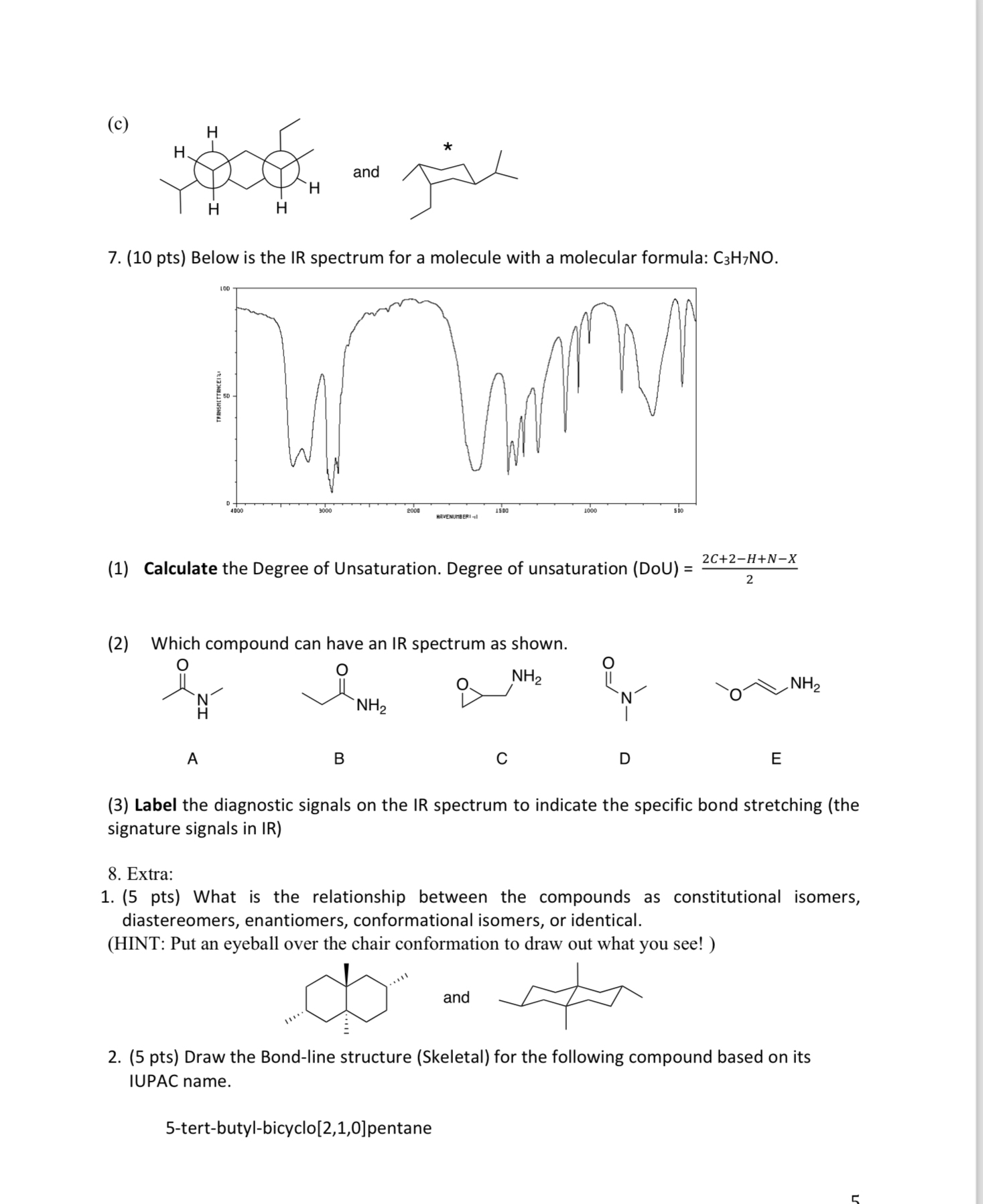 Solved (c)7. (10 ﻿pts) ﻿Below is the IR spectrum for a | Chegg.com
