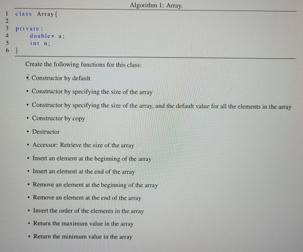 Solved Algorithm 1 Array 1 Class Array 2 3 Private 4