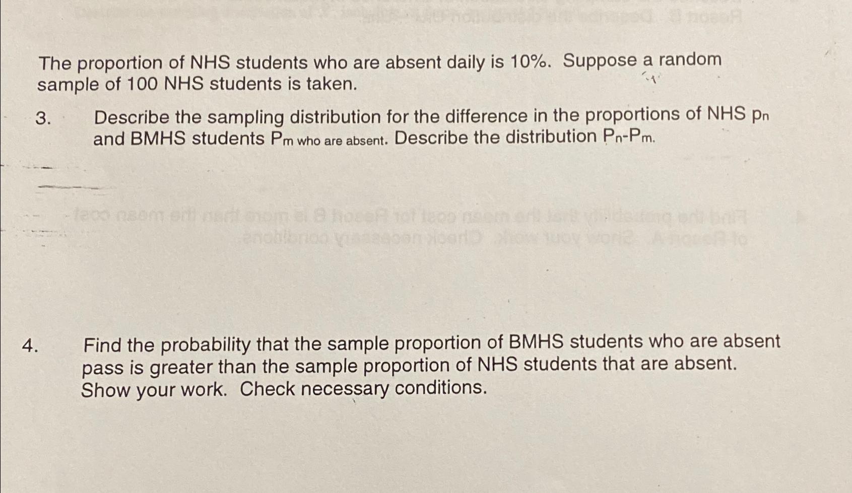 Solved The proportion of NHS students who are absent daily | Chegg.com
