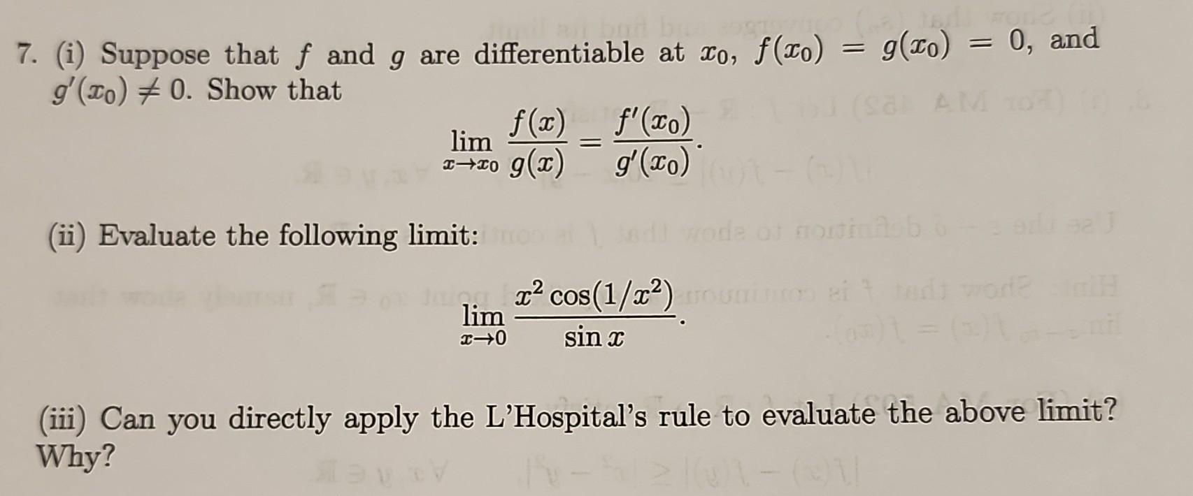 Solved 7. (i) Suppose that f and g are differentiable at | Chegg.com