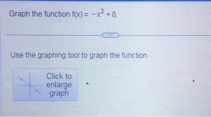Solved Graph the function f(x) = − x² +8. Use the graphing | Chegg.com