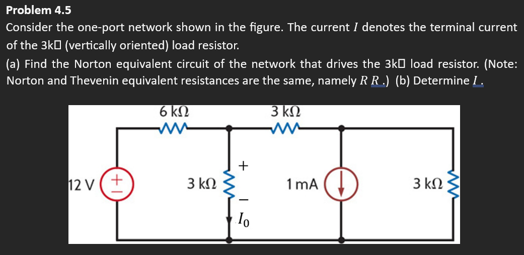 Solved Problem 4.5Consider the one-port network shown in the | Chegg.com