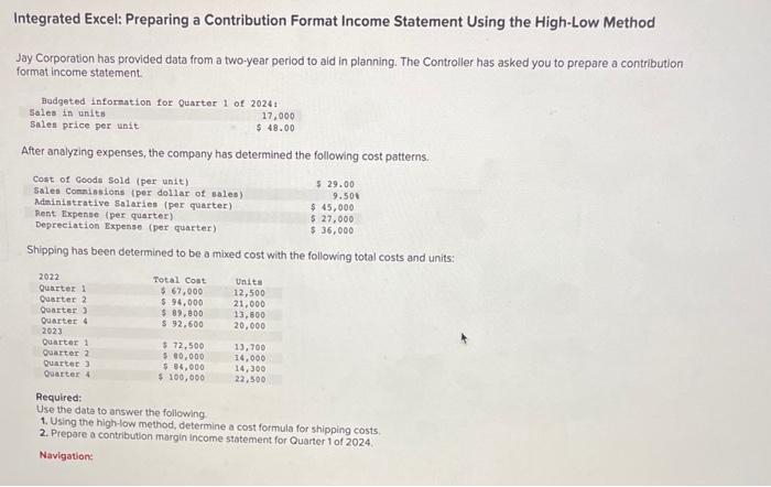 [Solved]: Integrated Excel: Preparing a Contribution Format