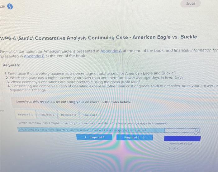 RWP6-4 (Static) Comparative Analysis Continuing Case | Chegg.com