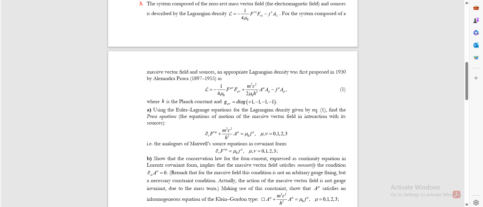 Solved The system composed of the zero-rest mass vector | Chegg.com