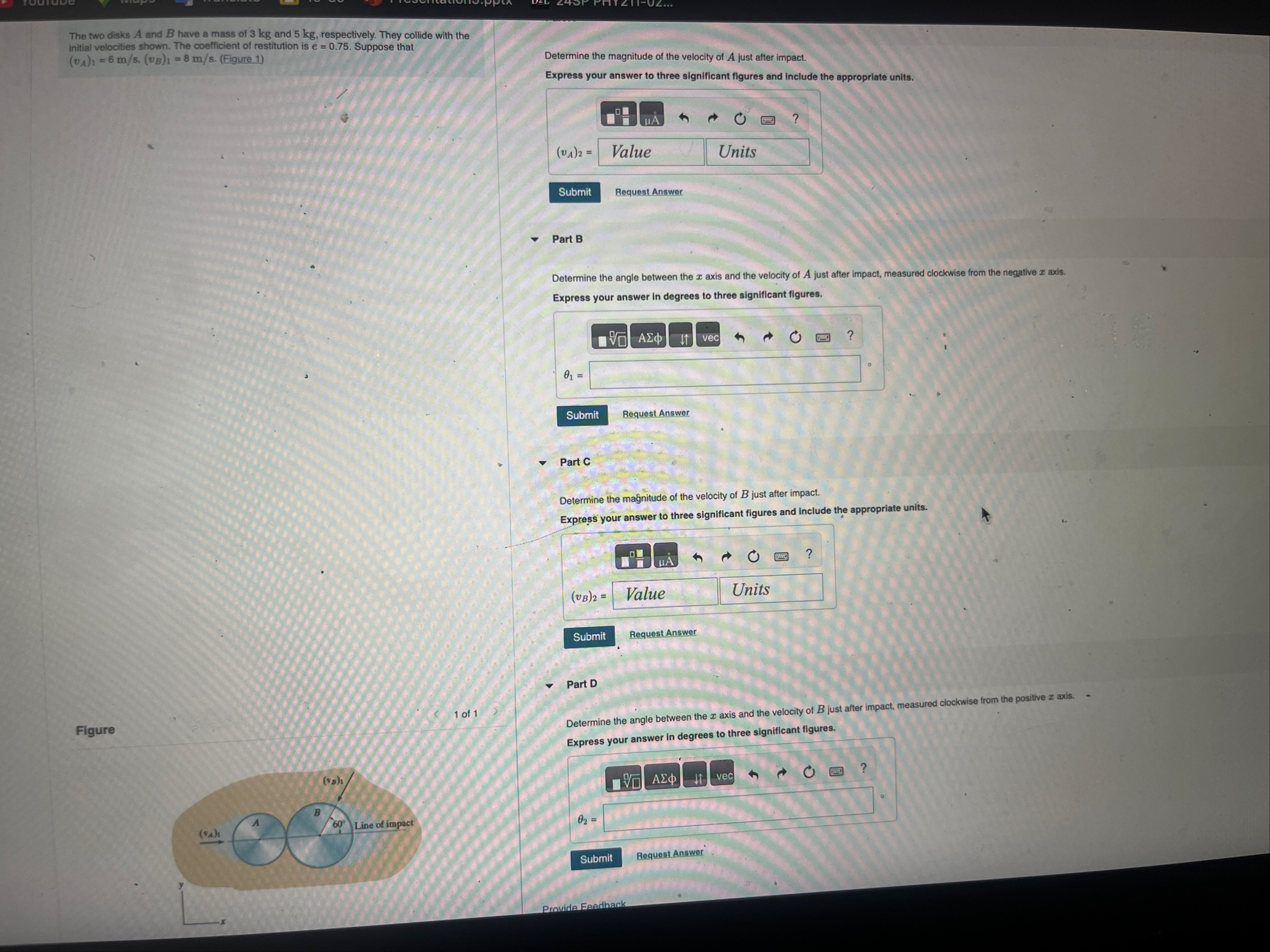 Solved The two disks A and B ﻿have a mass of 3 ﻿kg and 5 ﻿kg | Chegg.com