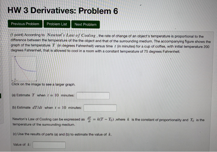 Solved HW 3 Derivatives: Problem 6 Previous Problem Problem | Chegg.com