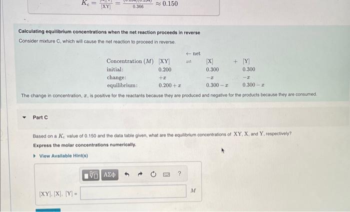 Solved Calculating equilibrium concentrations when the net | Chegg.com