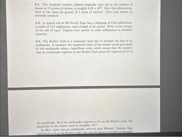 Solved 2.1. The Avogadro number, defined originally (sort | Chegg.com