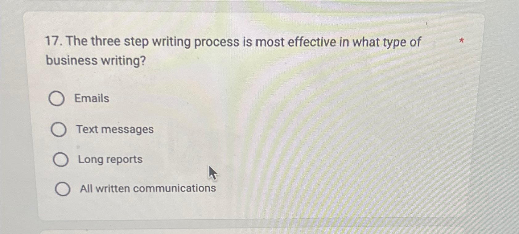 Solved The three step writing process is most effective in | Chegg.com