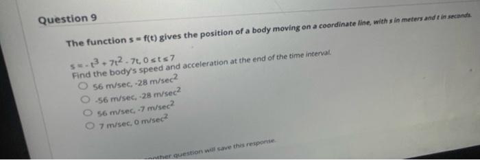 Solved The Function S F T Gives The Position Of A Body