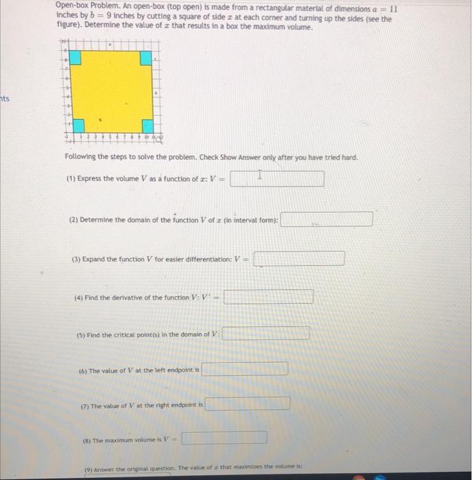 Solved Open-box Problem. An open-box (top open) is made from | Chegg.com
