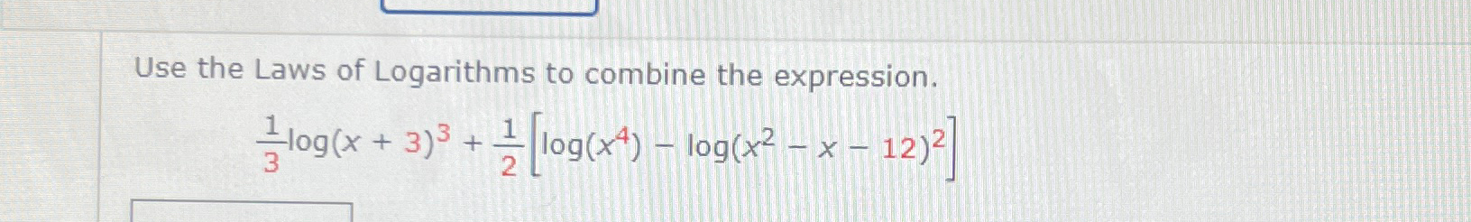 Solved Use the Laws of Logarithms to combine the | Chegg.com