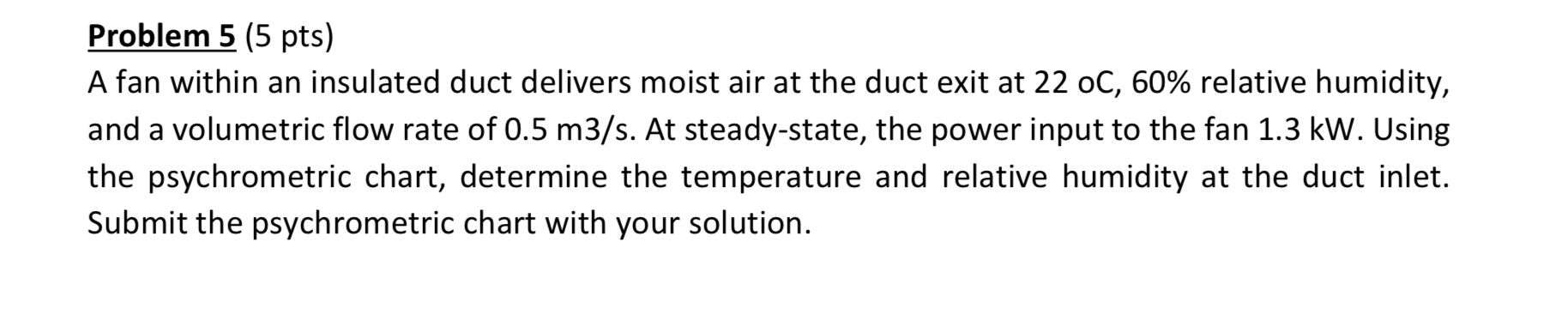 Solved Problem 5 (5 ﻿pts)A fan within an insulated duct | Chegg.com