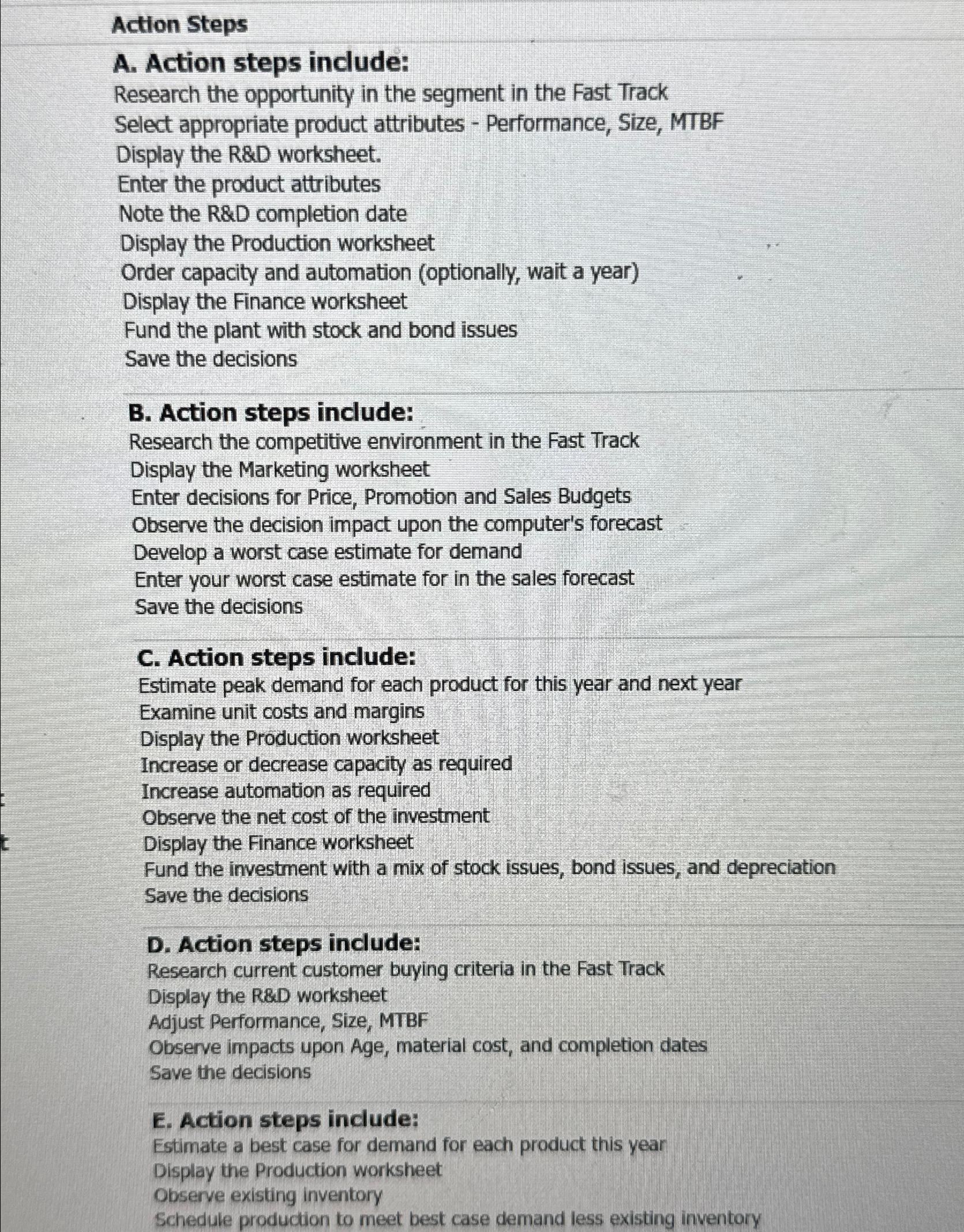 Solved Action StepsA. ﻿Action steps include:Research the | Chegg.com