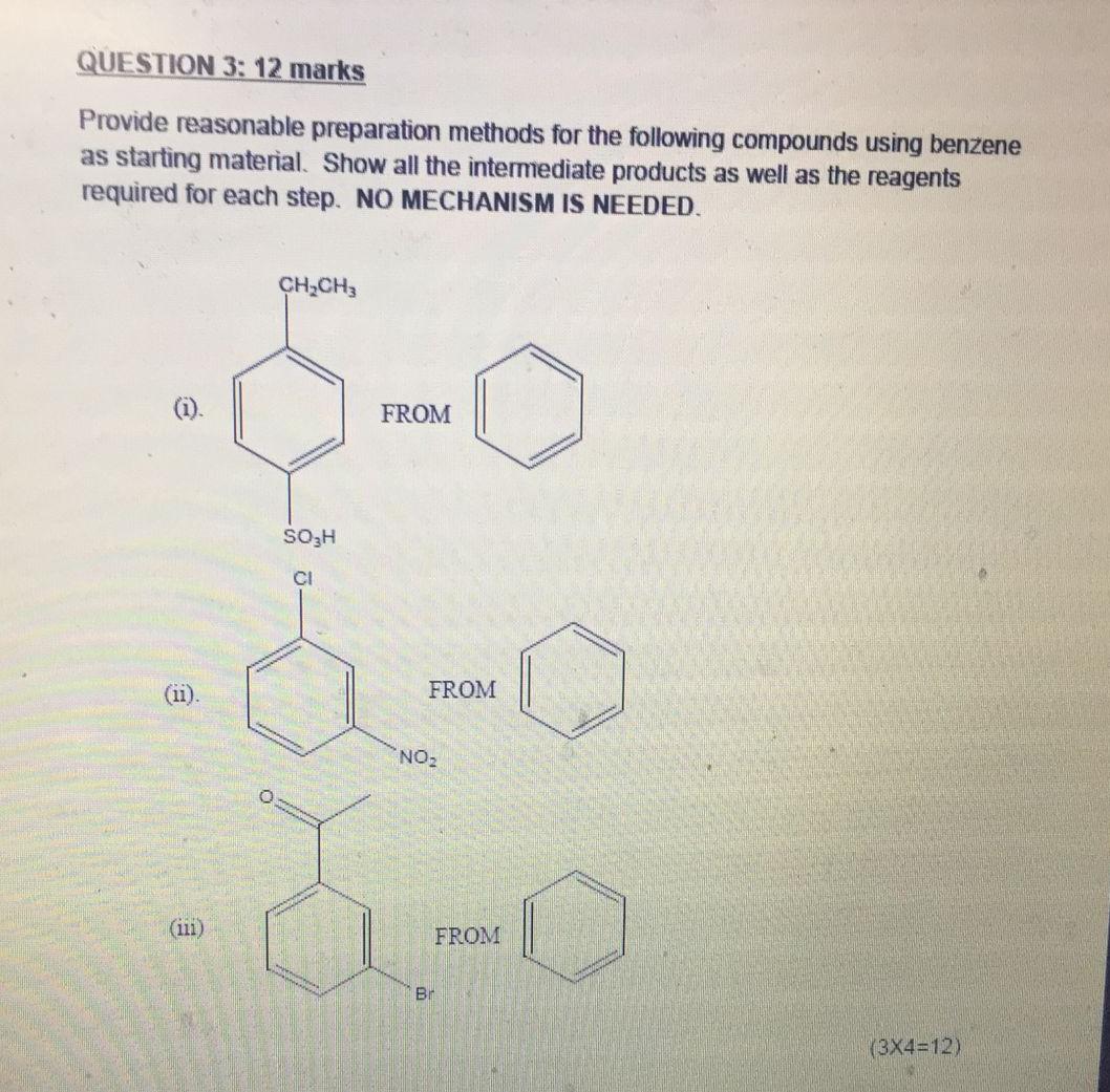 Solved QUESTION 3: 12 marks Provide reasonable preparation | Chegg.com