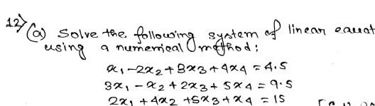 Solved 1270 Solve the following system of linear cavat using | Chegg.com