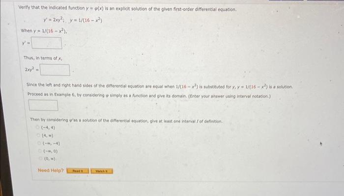 Solved Verify that the indicated function y=φ(x) is an | Chegg.com