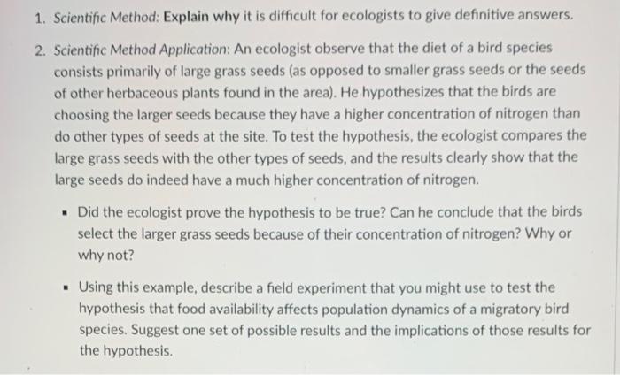 Solved 1. Scientific Method: Explain why it is difficult for | Chegg.com