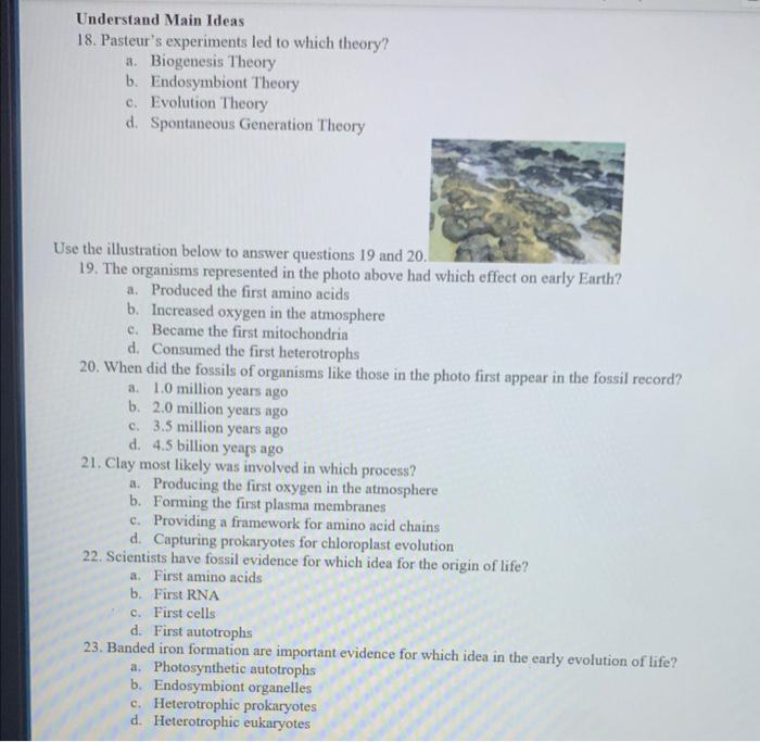 Solved Understand Main Ideas 18. Pasteur's experiments led | Chegg.com