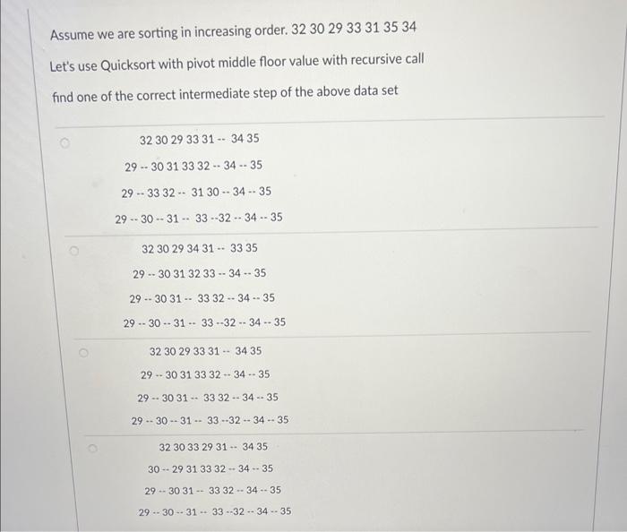 Solved Assume we are sorting in increasing order. | Chegg.com