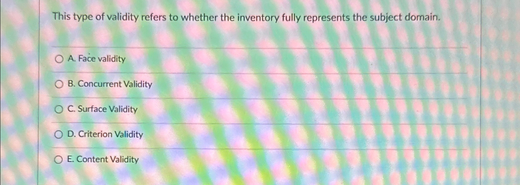Solved This type of validity refers to whether the inventory | Chegg.com
