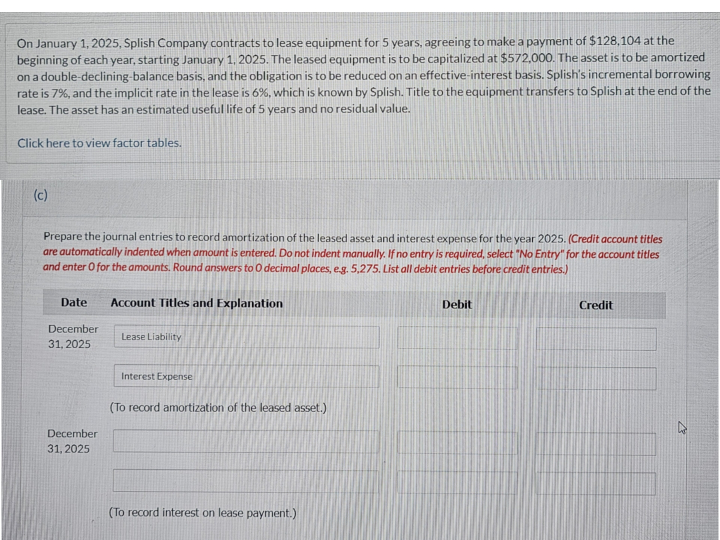 Solved On January 1,2025, ﻿Splish Company contracts to lease | Chegg.com