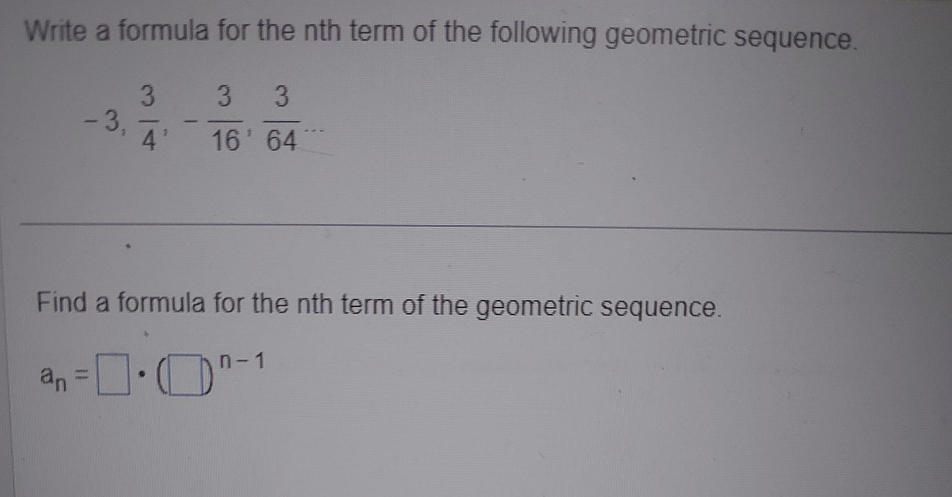 Write a formula for the nth term of the following | Chegg.com
