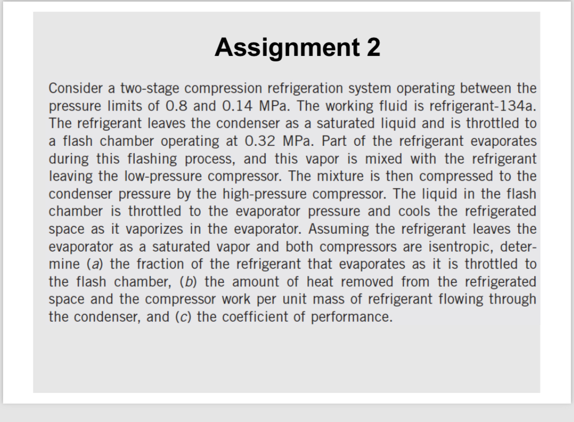 Solved Assignment 2Consider a two-stage compression | Chegg.com