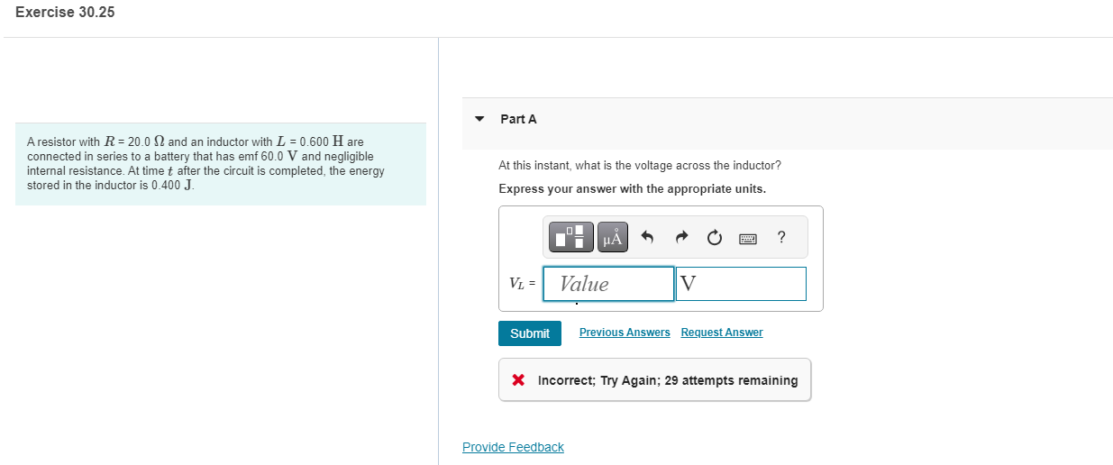 Solved Exercise 30.25A resistor with R=20.0Ω ﻿and an | Chegg.com