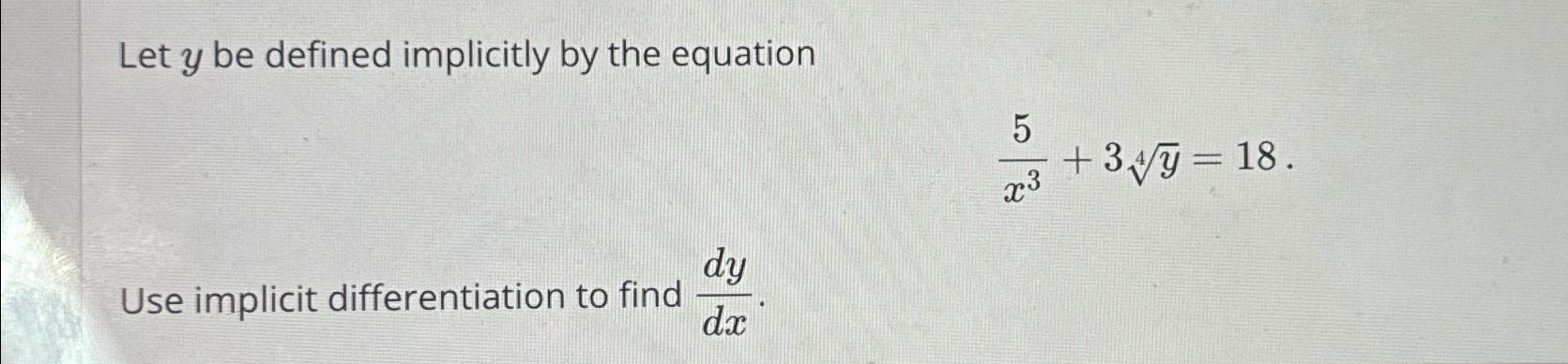 Solved Let y ﻿be defined implicitly by the | Chegg.com