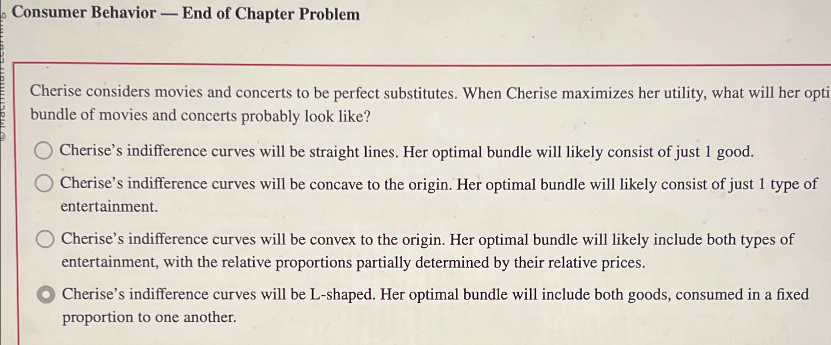 Solved Consumer Behavior - ﻿End of Chapter ProblemCherise | Chegg.com