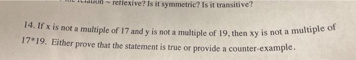 Solved 14. If x is not a multiple of 17 and y is not a | Chegg.com