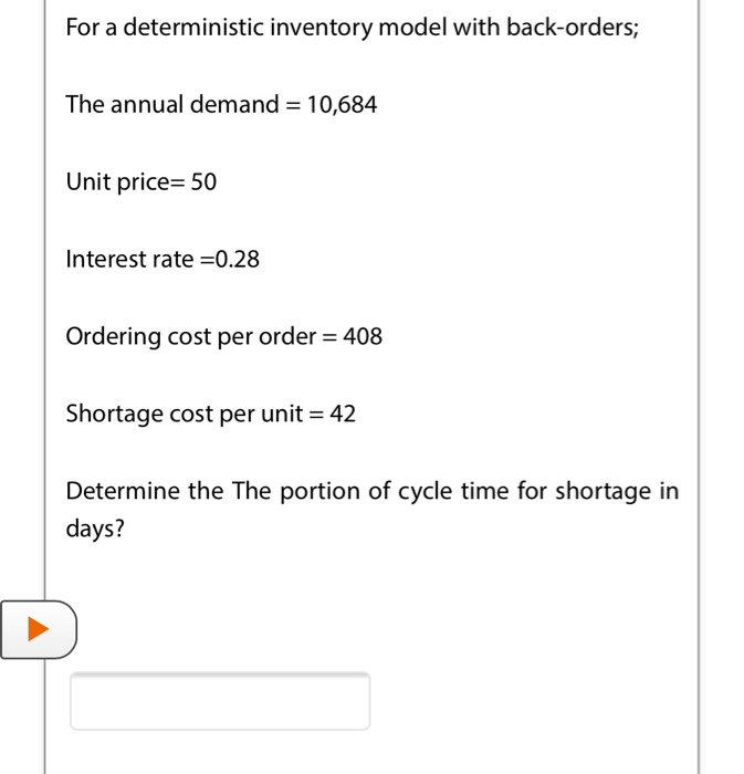 Solved For a deterministic inventory model with back-orders; | Chegg.com