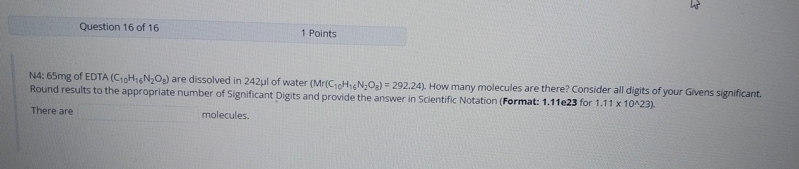 Solved c5: If 217μg of salt (NaCl) are dissolved in 94ml of | Chegg.com