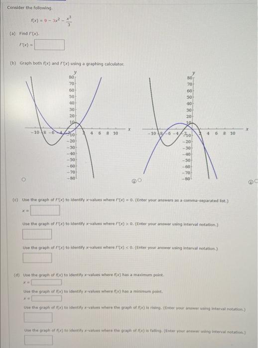 Solved Consider the following, f(x)=9−3x2−3x3 (a) Find f(x). | Chegg.com