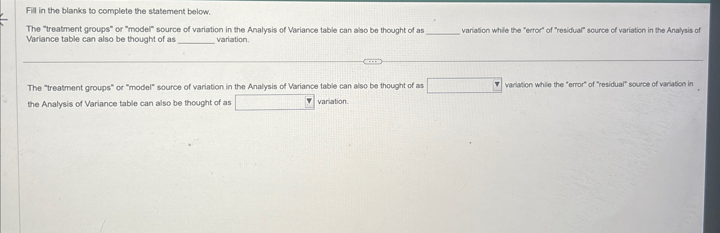 Solved Fill in the blanks to complete the statement | Chegg.com