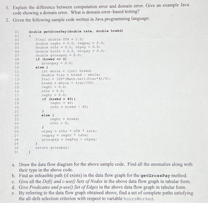 Solved 1. Explain the difference between computation error | Chegg.com