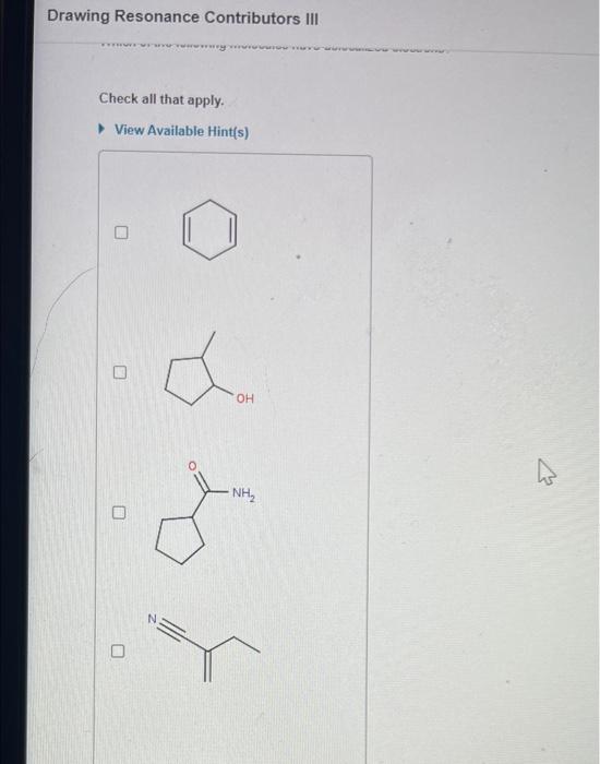 Solved Drawing Resonance Contributors III Check all that | Chegg.com