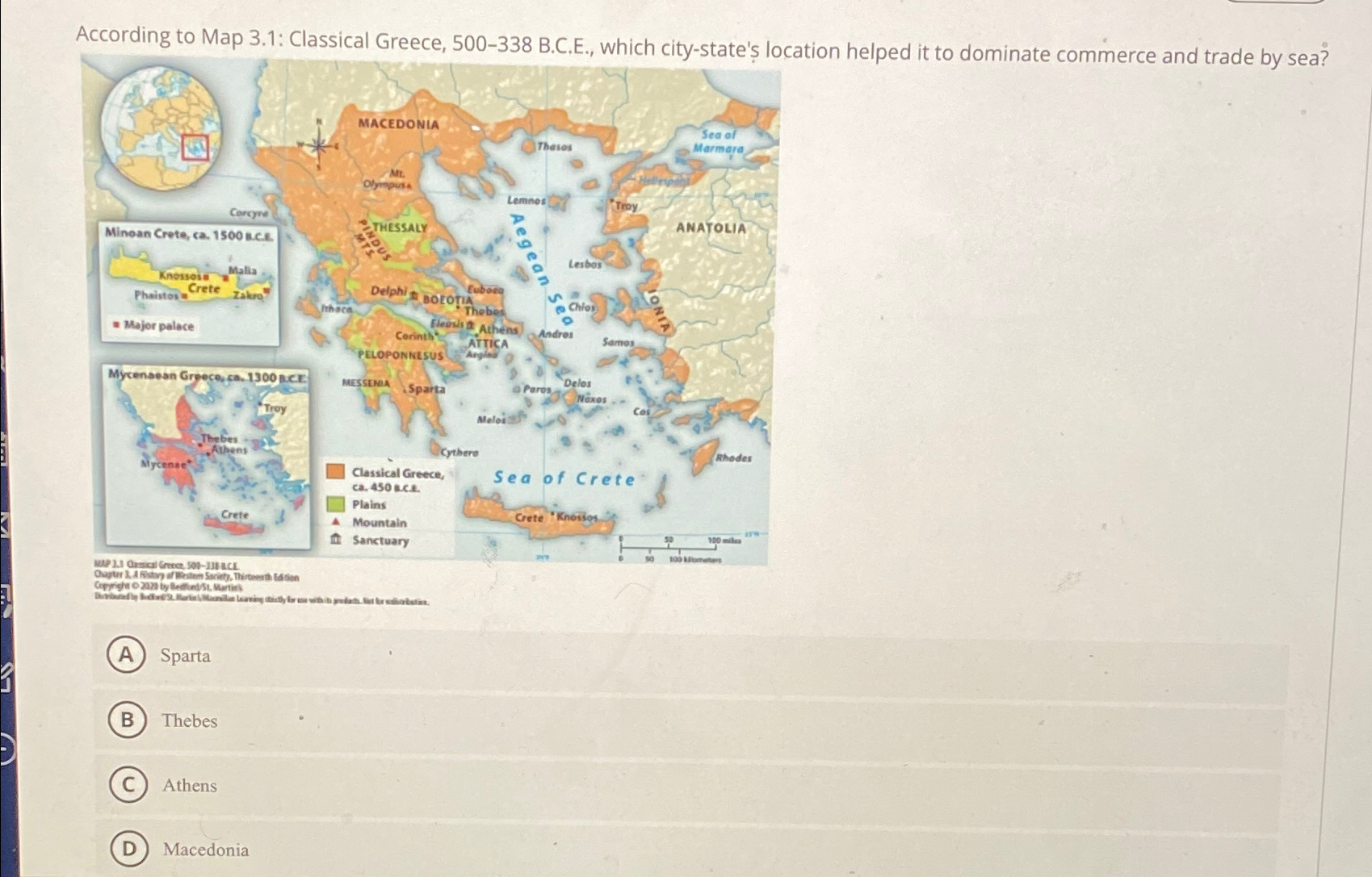 Solved According to Map 3.1: Classical Greece, 500-338 | Chegg.com