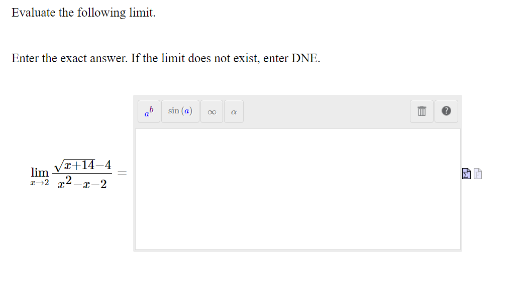 Solved Evaluate the following limit.Enter the exact answer. | Chegg.com