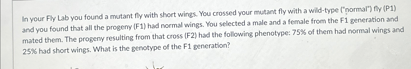 Solved In your Fly Lab you found a mutant fly with short | Chegg.com